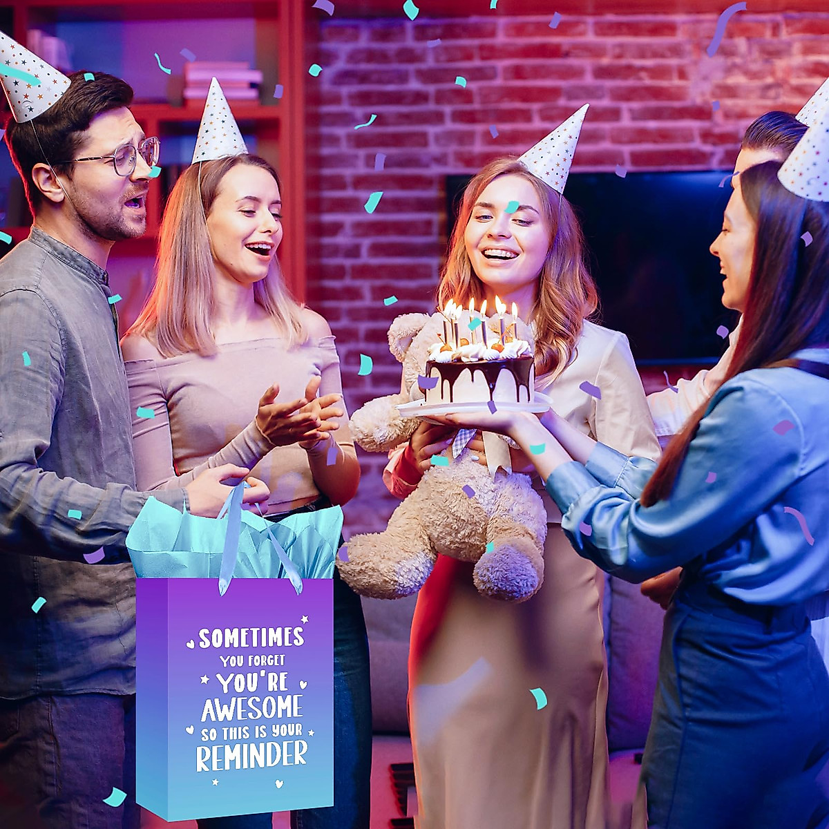 13'' Appreciation Gift Bag Reminder You are Awesome Gift Bag Thank You Gift Bag with Tissue Paper Card Inspirational Gift Bag Good Luck Gift Bag for Employee Teacher Men Women Staff Birthday Christmas