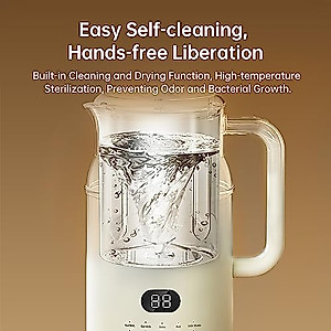 soseki Nut Milk Maker Machine,1.05QT Automatic Almond Milk Maker Machine 6 Pre-set Plant Milk Recipes, One-touch Cleaning And Drying Soy Milk Maker Machine, Nut/Soy/Coconut/Oat Milk Maker Machine (White)