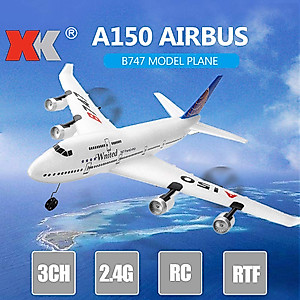 GoolRC Wltoys A150 RC Plane, Airbus B747 Model Plane, 3CH EPP 2.4G Remote Control Airplane RTF Toy for Kids and Adults