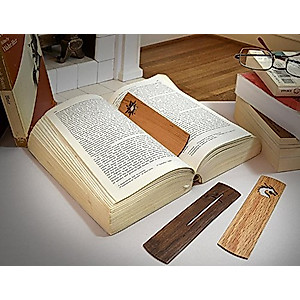 American Made Hardwood Bookmark Set for Book Lovers, Fantasy Theme (Dragon, Longsword, Sun Symbols)