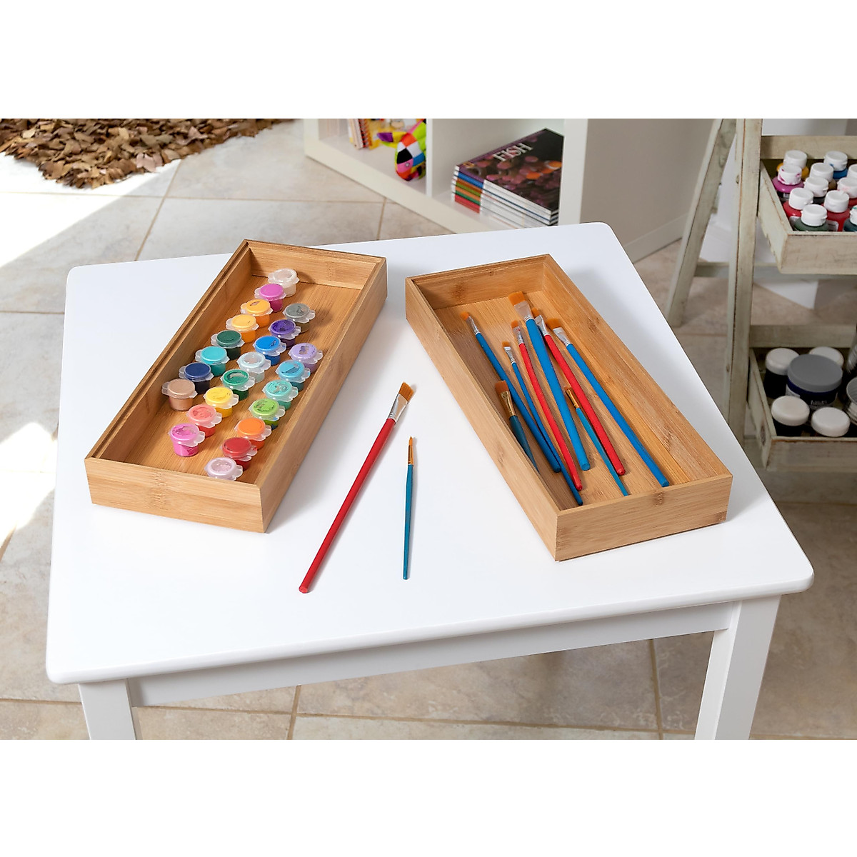 Lipper International 8186S Bamboo Wood Stacking Drawer Organizer Box, 6" x 15"