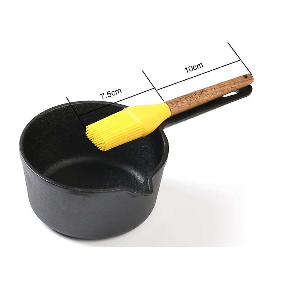 HAWOK 4.9 inch Cast Iron Melting Pot Sauce Pan with Brush,19.4 oz,…