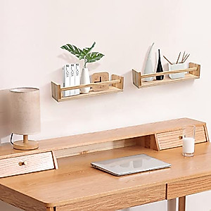 HAPOO Nursery Book Shelves Wall Bookshelf for Wall 16" Wood Nursery Shelf Floating Bookshelf for Kids Room Set of 4