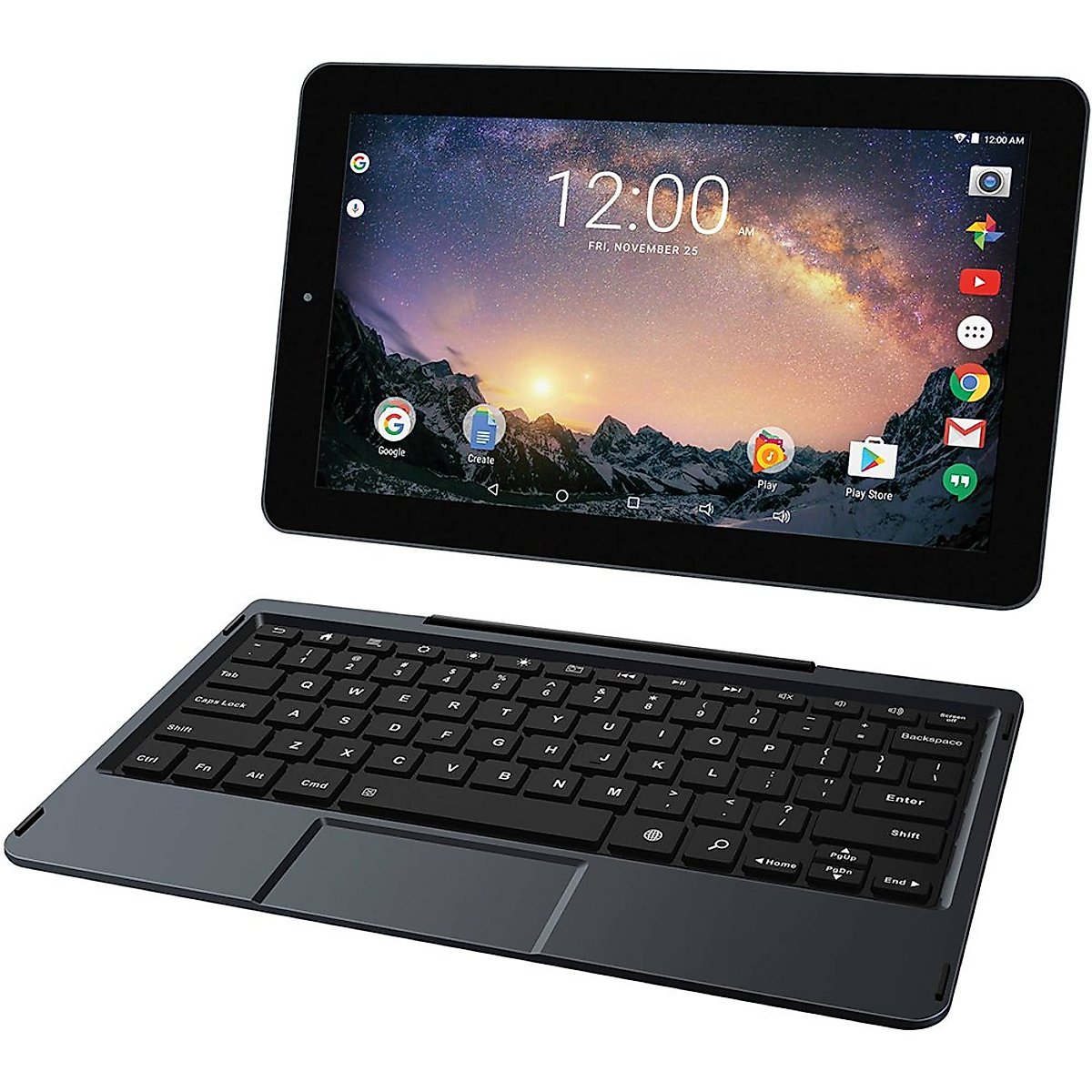 2018 RCA Galileo Pro High Performance 2-in-1 11.5" Touchscreen Tablet PC, Intel Quad-Core Processor 32GB SSD 1GB RAM Webcam WiFi Bluetooth Detachable Keyboard Android 6.0, Black