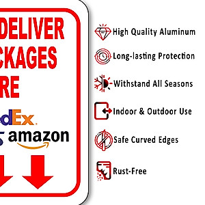 Please Deliver All Packages Here Arrows Delivery Sign for Delivery Driver - Delivery Instructions for My Packages from Amazon, FedEx, USPS, UPS, Indoor Outdoor Signs for Home, Office, Work, 8.5"x10"