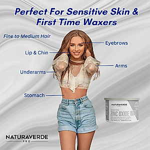 NaturaverdePro Zinc Oxide Soft Wax for Sensitive Skin, Body and Facial Hair Removal, Wax Hair Remover for Women, Sensitive Skin - 14oz
