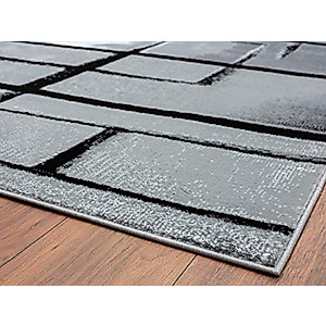 LUXE WEAVERS Lagos Collection 9218 Grey 2x3 Art Deco Geometric Area Rug