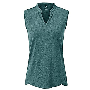 Rdruko Women's Golf Polo Sleeveless Lightweight Quick Dry Workout Tank Tops(Blackish Green, US M)