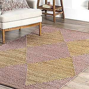 nuLOOM Pandora Diamond Jute Area Rug, 5' x 8', Pink