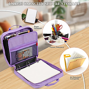 GXaryFulin Detachable Zipper Binder with Shoulder Strap, 3 O-Ring Binder for Office & School Supplies, Upgraded Version (Purple)