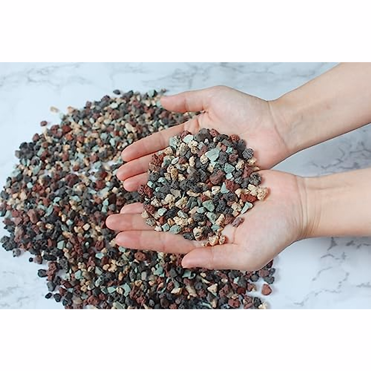 JFWOD 3lb Succulent and Cactus Soil Bonsai Gritty Mix 6-9mm Small Horticultural Lava Rocks for Fairy Garden, Terrarium, DIY Projects, Top Dressing Fast Draining Prevent Over Water