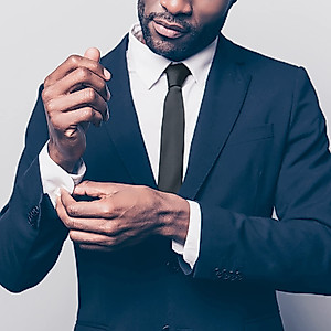 Aster Men's Clip on Ties Pre Tied Neckties Black Clip-on Tie Skinny Neck Tie for Wedding Office Graduation School Uniforms