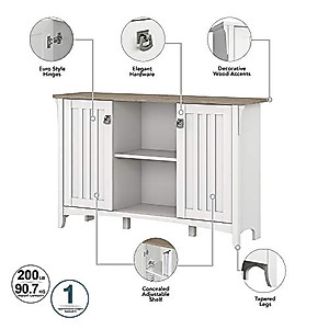 Bush Furniture Salinas Accent Storage Cabinet with Doors, Pure White and Shiplap Gray
