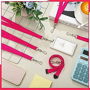 Patelai 60 Pcs Breakaway Lanyards with J Hook Bulk Flat for ID Badges Neck Badge Lanyards Card Nametag Holder Neck Straps (Hot Pink)