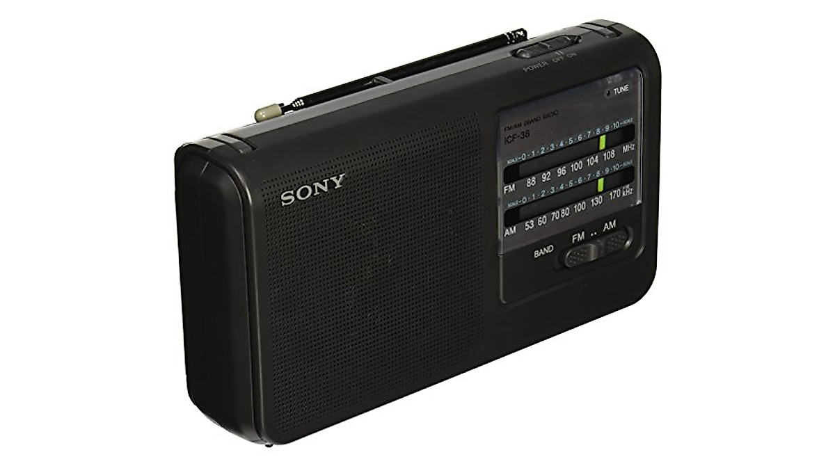 Sony ICF38 Portable AM/FM Radio - Compact, Clear Sound & Easy Tuning
