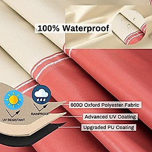 Patio Furniture Covers Waterproof, Outdoor Table Cover 600D Heavy Duty, Dlopede Outdoor Furniture Cover Waterproof Patio Table Sofa Cover, 108" W x 82" D x 28" H, Beige & Orange