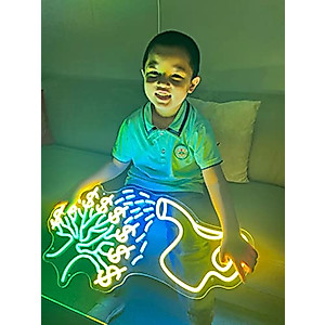 This is Money Tree LED Sign for Bedroom Wall, Large Neon Sign Wall Home Decor Suitable for Home, Bar, Studio, Club, or Restaurant Decor Green-ice Blue-Yellow