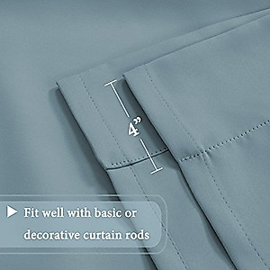 H.VERSAILTEX Thermal Insulated Blackout Adjustable Tie Up Shade Curtain Window Treatment (Rod Pocket Panel, 42 inches W x 63 inches L，Stone Blue)