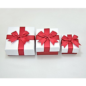 Paialco Jewelry Package Paper Gift Box Red Ribbon Bow-Knot 3-Inch by 3-Inch