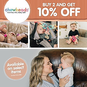 Chewbeads - Brooklyn Teething Toy - Silicone Teething Ring & Wood Teether for Infants, Babies & Toddlers - Baby Teether & Modern Baby Rattle - Medical Grade Silicone Baby Toy 3-6 Months - Grey