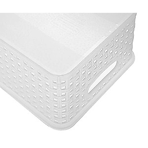 Clear Plastic Woven Storage Basket, 6-Pack Weave Basket Organizer for Kitchen Offices Bathrooms