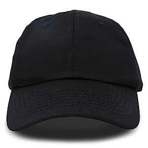 DALIX Unisex Youth Childrens Cotton Cap Adjustable Plain Hat - Unstructured (Black)