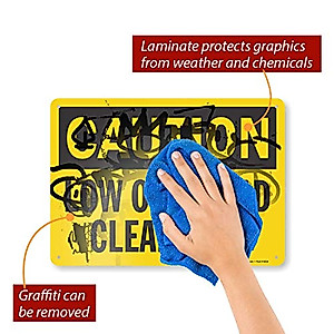 SmartSign - U9-1322-NA_10x14 "Caution - Low Overhead Clearance" Sign | 10" x 14" Aluminum Black on Yellow