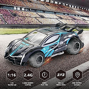 VATOS 2 Pack Remote Control Car for Boys and Girls, 2.4 Ghz High Speed 18km/H Rc Racing Car with Colorful Led Lights, 1/24 Scale Hobby Rc Cars Toys, Birthday Presents for Kids Age 3 4 5 6 7 8-12 Yr