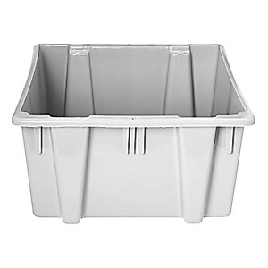 Rubbermaid Commercial Products Palletote Storage Stack and Nest Box, 2 Cu. Ft, Gray Tote/Container Bin for Garage/Laundry/Office/Restaurant/Retail Storage