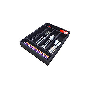 Polar Whale 4 Large Flatware Silverware Drawer Organizers for Cutlery Forks Knives Spoons Serving Utensils Non-Slip Premium Waterproof Tray Insert 11 x 15 Inches 6 Slot Extra Deep Pair Set