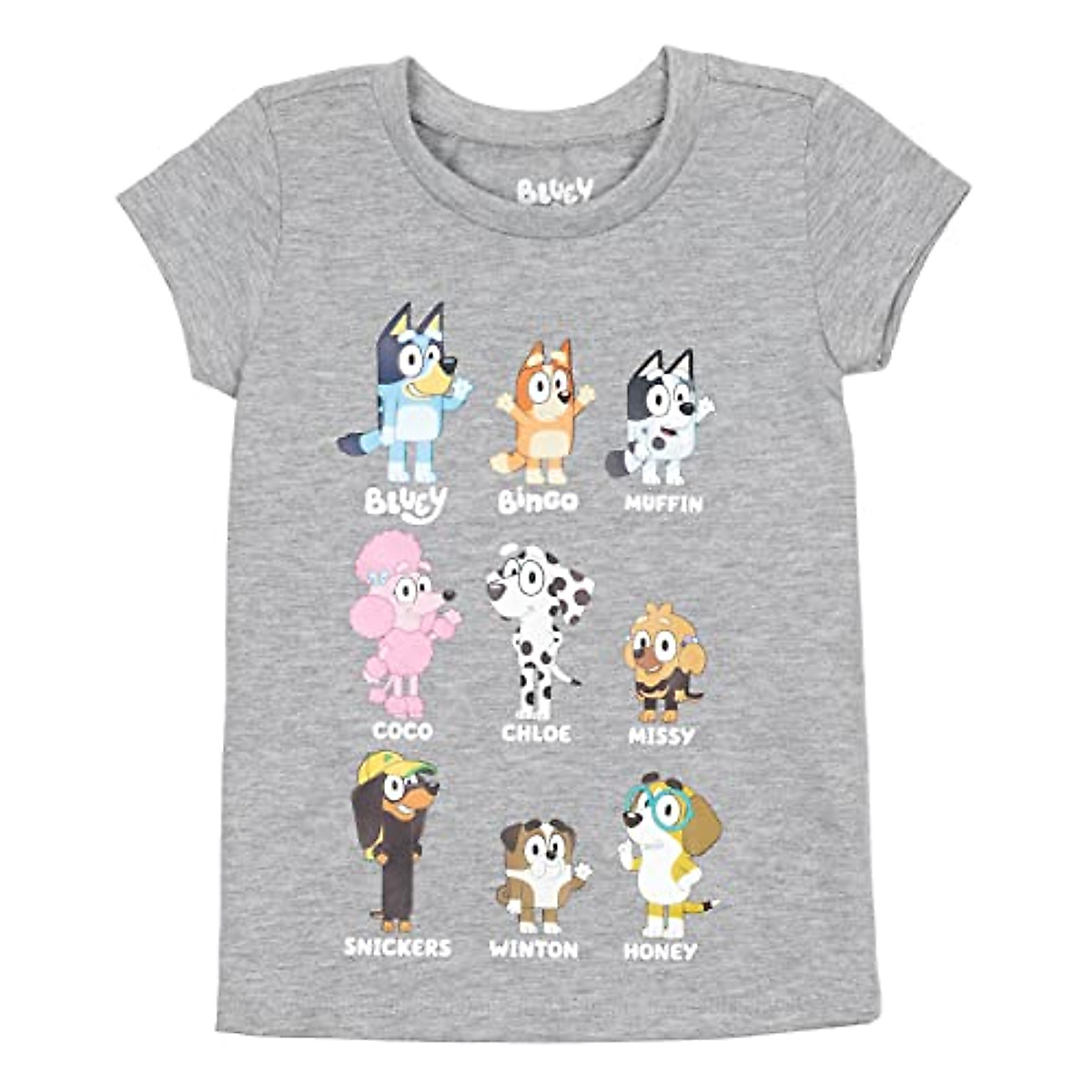 Bluey Bingo and Friends Toddler Girls 3 Pack Graphic T-Shirt Blue/Grey/Pink 2T