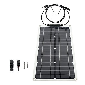 High-Efficiency Monocrystalline PV Module Power Charger,Solar Panel 25W 12V,Waterproof Solar Trickle Charger, High Transmittance Semi Flexible Light Weight Waterproof Solar Panel for Car RV