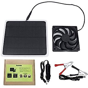 ZUZZEE Solar Panel Powered Fan Mini Ventilator IP65 Waterproof 10W 12V Solar Exhaust Fan for Dog Chicken House Greenhouse RV Roof Quietly Cools and Ventilates