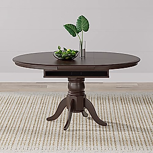 Glenwillow Home Single Pedestal Butterfly Leaf Dining Table with Self-Storing Leaf in Dark Walnut