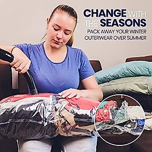 Space Saver Vacuum Storage Bags – 4 Jumbo Vacuum Sealer Bags for Bedding, Clothes, Curtains – 31.4 x 39.3 in. Vacuum Seal Bags for Moving, Travel and Organization Accessories by Amogie