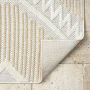 Abani Area Rugs - Modern Diamond Pattern - Cream Rug for Living Room, Bedroom, Dining Room - Indoor/Outdoor - Easy to Clean - Non-Shedding - 4' x 6'