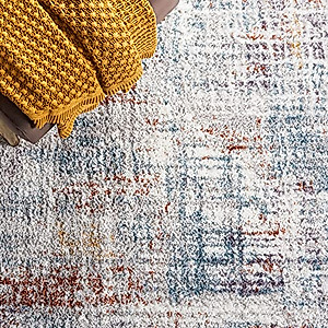 SAFAVIEH Berber Shag Collection Runner Rug - 2'3" x 12', Blue Rust & Ivory, Non-Shedding & Easy Care, 1.25-inch Thick Ideal for High Traffic Areas in Living Room, Bedroom (BER569A)
