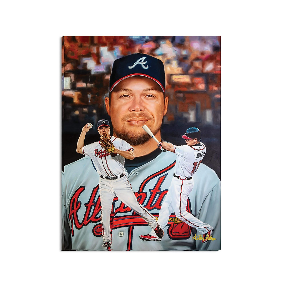 Atlanta Braves 3rd Base Chipper Jones MLB Baseball Player HOF Hall of Fame Art Print 1AM3 on 18x24 Stretched Gallery Wrap Canvas Frame
