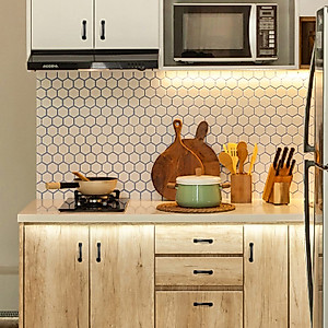 Ravinte Arch Cabinet Pulls Solid 10 Pack 3 Inch Matte Black Kitchen Cabinet Handles Flat Square Foot Curved Drawer Pulls Hardware for Kitchen Cabinet