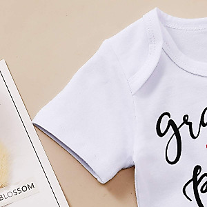 Happy Town Infant Baby Girls Boys Grandma's Little Peanut Short Sleeve Romper Bodysuit Causal Outfits (White, 0-3 Months)