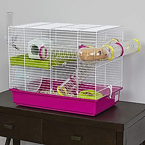 Ferplast Laura Small Hamster Cage | Fun & Interactive Cage Measures 18.11L x 11.61W x 14.8H & Includes All Accessories