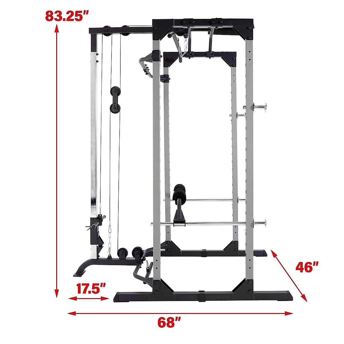 FITNESS REALITY 810XLT Super Max Power Rack Cage with Lat Pull Down and Low Row Cable Attachment