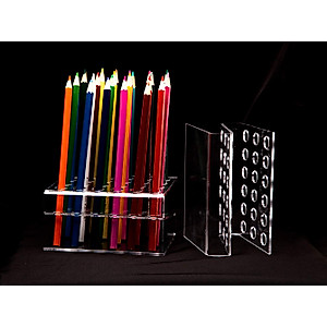 Chris.W 24-Slots Clear Acrylic Paint Brush Display Stand Holder for Colored Pencils, Eyebrow Pencil, Makeup/Nail/Cosmetic Brush, E-Cigarette, Vapor and Pen
