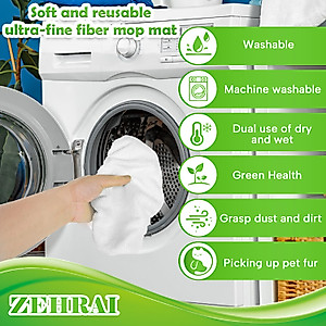 ZEHRAI 3 Pack Reusable Microfiber Mop Pads Compatible with Swiffer Sweeper Mop, Wet and Dry Flat mop Cover, Washable Swiffer Pads for Surface/Hardwood Floor Cleaning (Mop is Not Included)