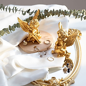 Golden Angel Small Decoration Resin StatueCreative Decoration Home Accessories Decoration Birthday Gift (Set of Angel Ornaments)
