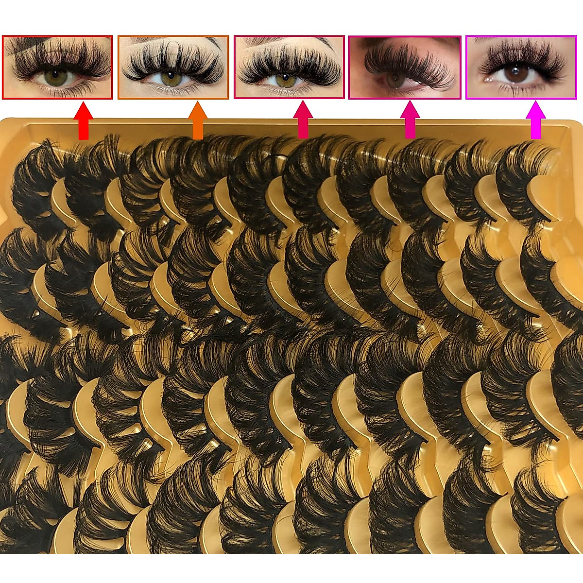 25MM Mink Lashes 25 mm False Eyelashes Long 20 Pairs Pack Dramatic 5D Full Volume Fake Eyelashes 5 Styles Wispy Curly Mink Eyelashes Wholesale, by TIMELABS