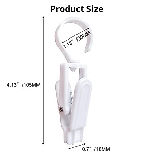 12 Pcs Super Strong Plastic Swivel Hanging Hooks, Curtain Clips, Clothes Pins, Beach Towel Clips, Home Swivel Laundry Clips for Hats, Pants, Towels, Socks, Pants (White)