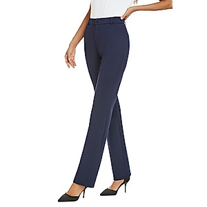 iChosy Women's Stretchy Straight Leg Dress Work Pants Business Office Casual Slacks with Pockets Navy32 0