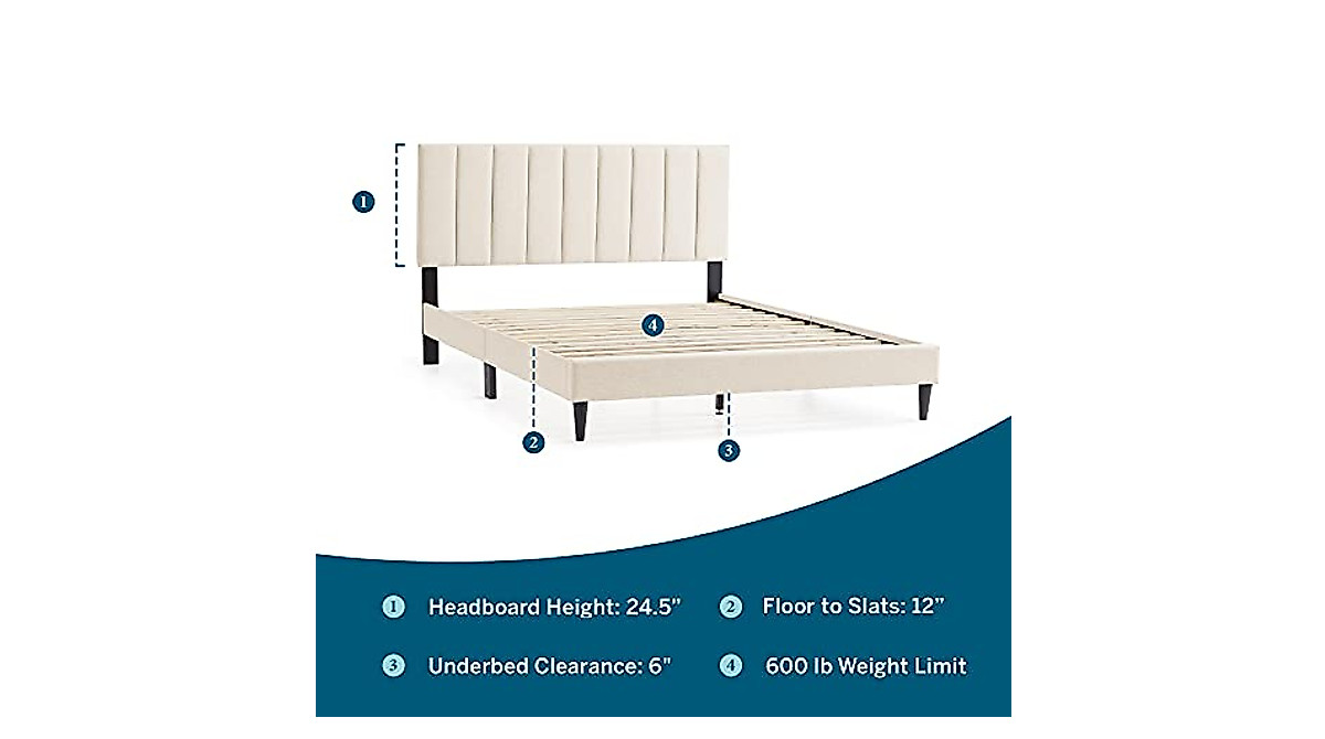 Lucid Queen Bed Frame with Headboard – Stylish & Durable