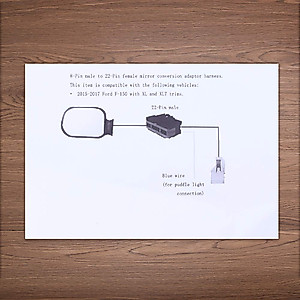 FEIPARTS Tow Mirror Towing Mirror Conversion Wiring Harness Fits for Ford for F150 Wire Harness Connector Adapter 8 pin to 22 pin for 2004-2017